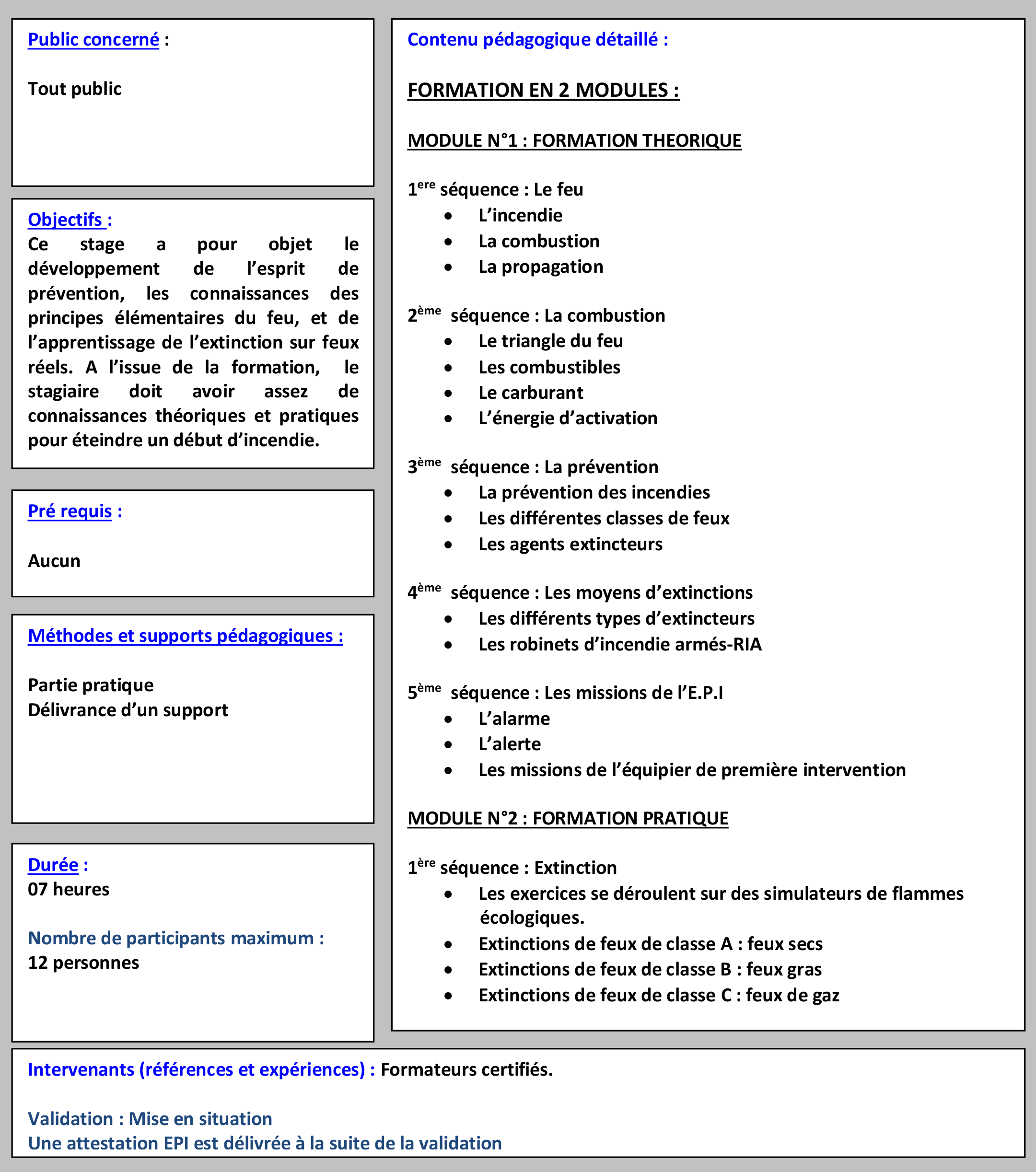 Formations EPI | I.N.F.S